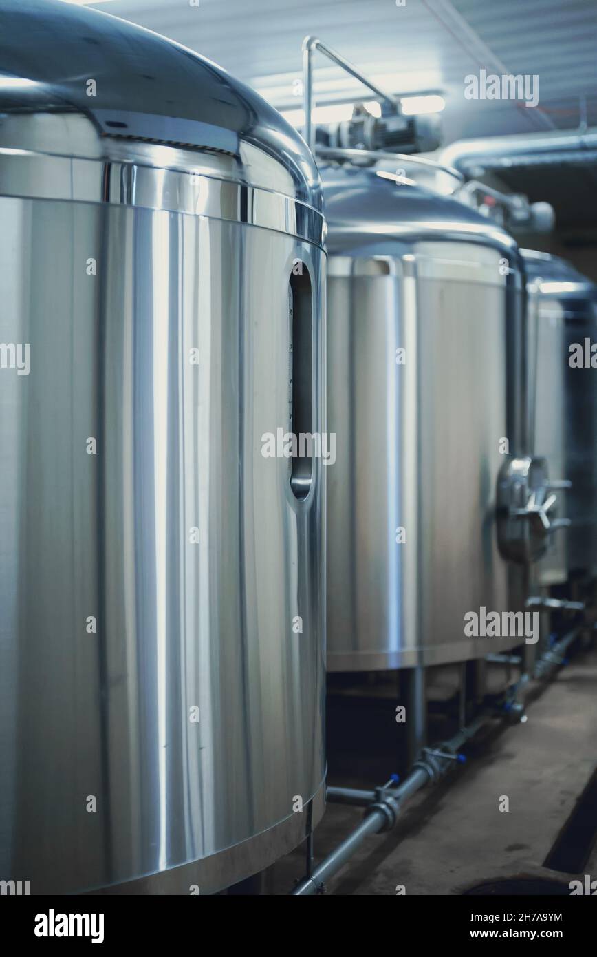 Modern brewery factory interior with reservoirs Stock Photo - Alamy