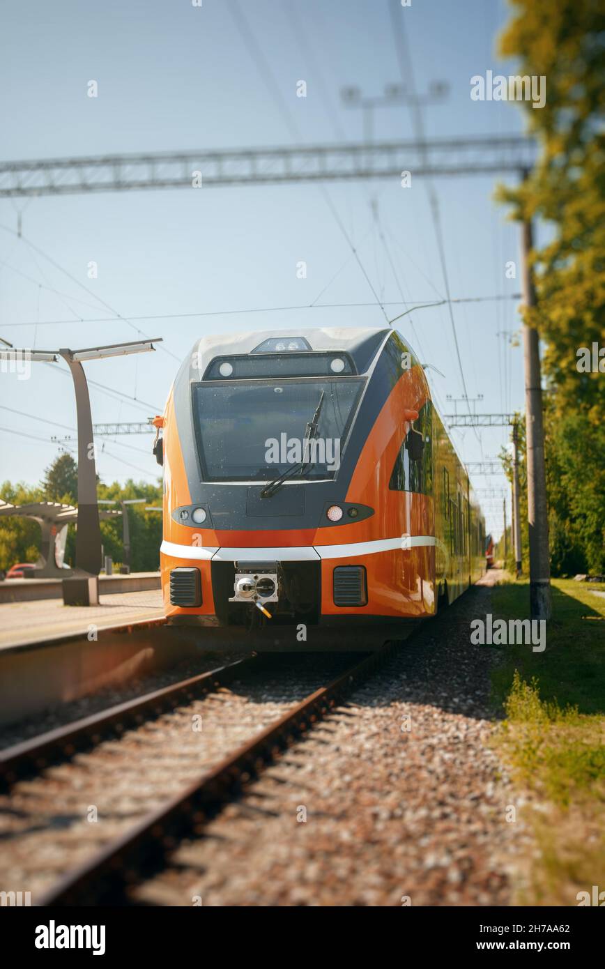 Modern european train at station in Estonia Stock Photo - Alamy