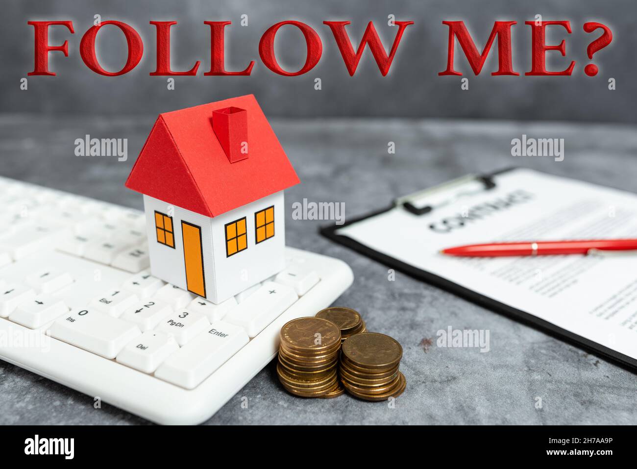 Sign displaying Follow Me Question. Concept meaning go or come after ...