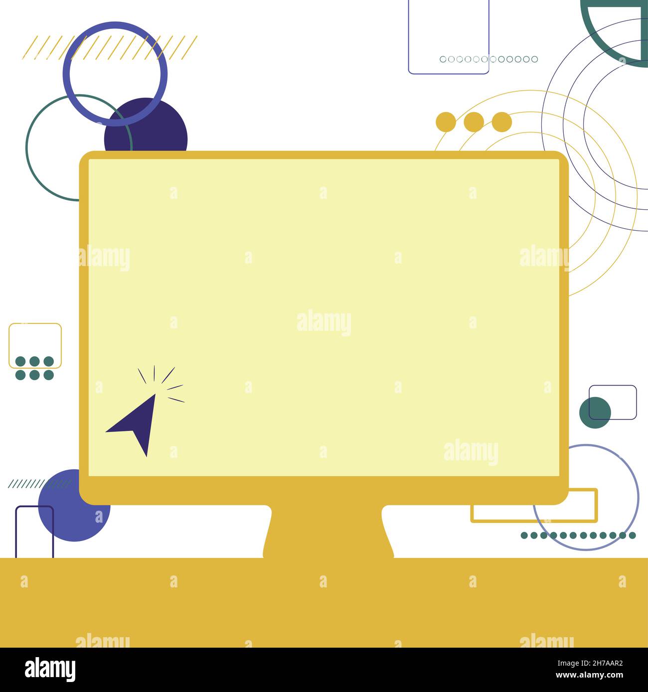 Illustration Of Cursor In A Big Blank Screen Monitor Searching For New ...