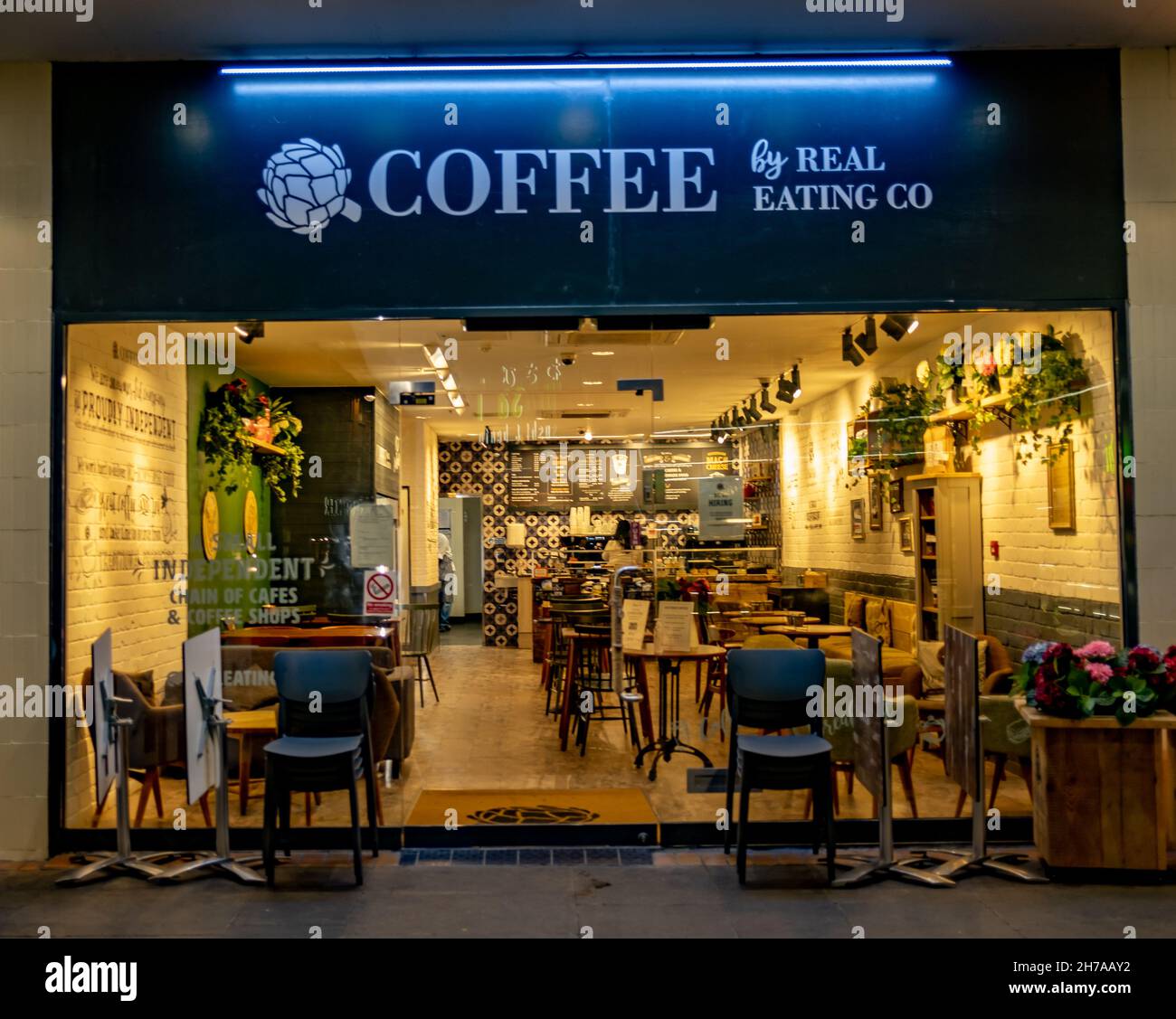 The exterior of the Real Eating Co. coffee shop in the city of ...