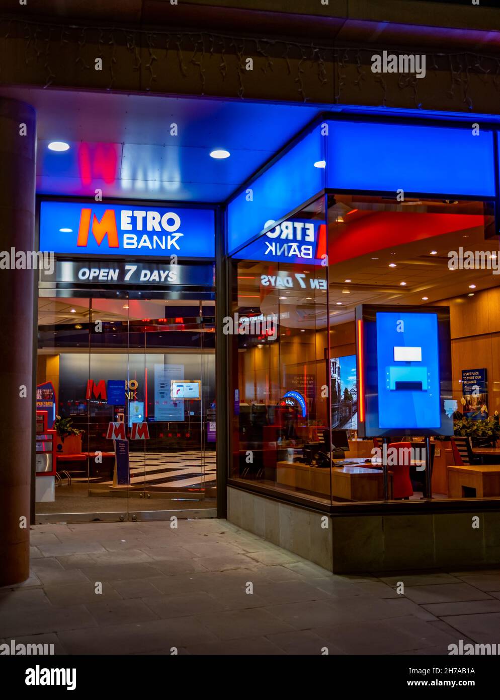 The exterior of the Metro Bank in the city of Cambridge. Captured early ...