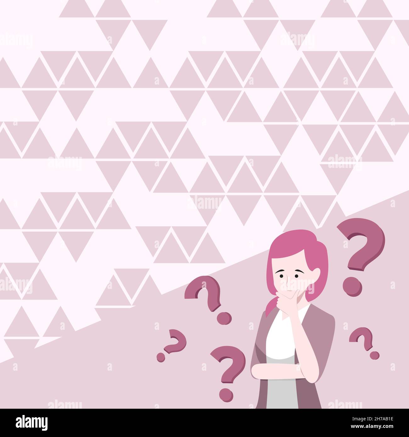 Lady Drawing Brainstorming New Solutions Surrounded With Question Marks ...