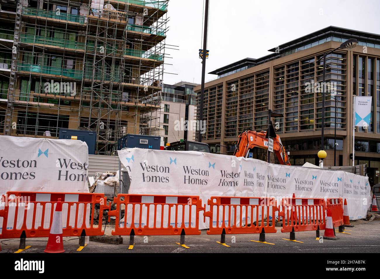 Modern homes and flats, i.e. new housing development, under ...
