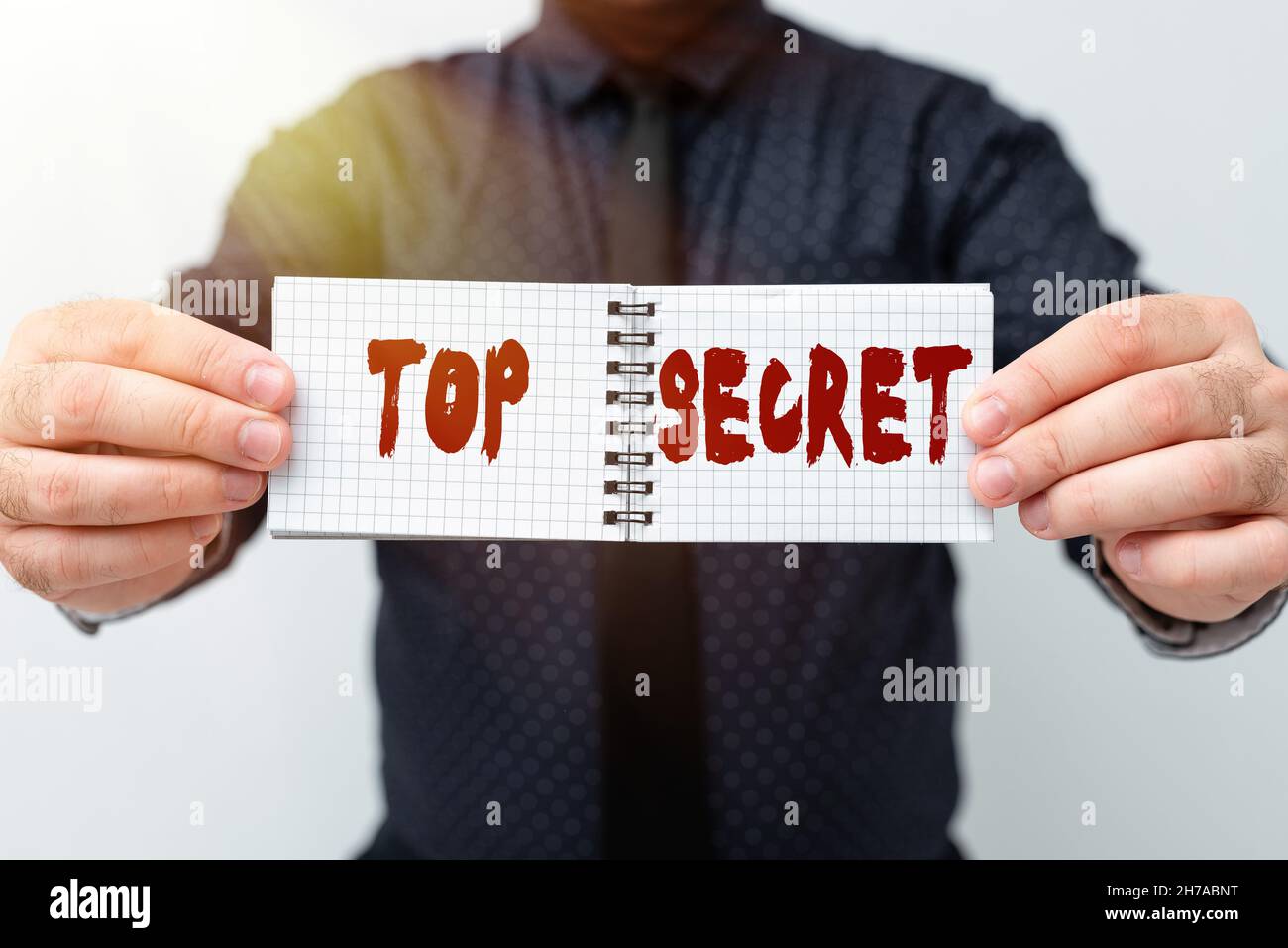 Sign displaying Top Secret. Word Written on protected by a high degree ...