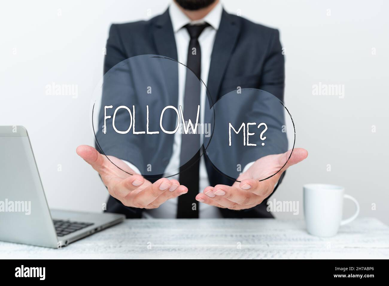 Writing displaying text Follow Me Question. Business showcase go or ...