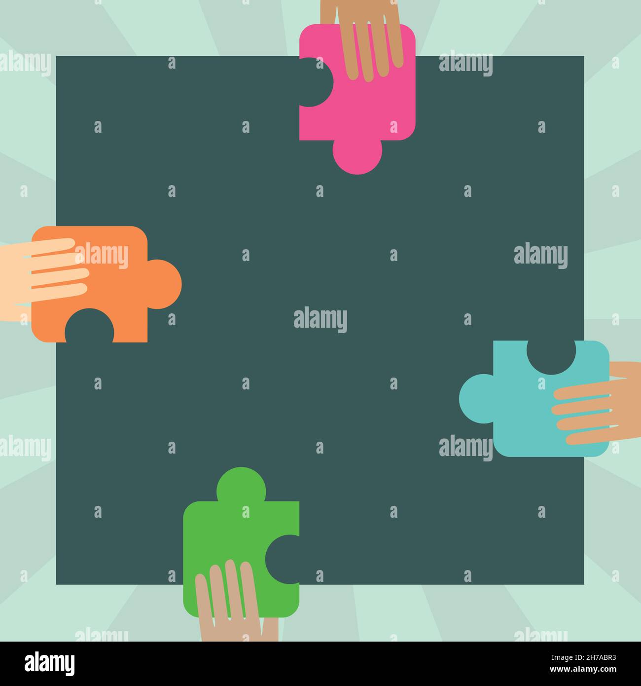 Illustration Of Hands Holding A Jigsaw Puzzle Pieces To Each Sides Of ...