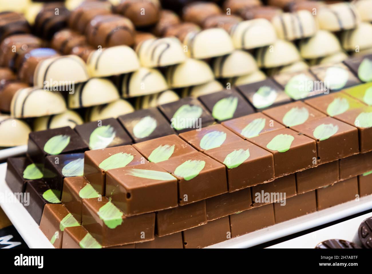 Assortment of hand made chocolate candies. Exclusive sweets Stock Photo ...