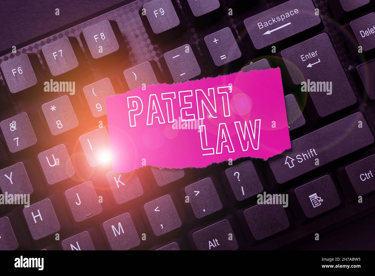 Text sign showing Patent Law. Business approach deals with an inventor ...