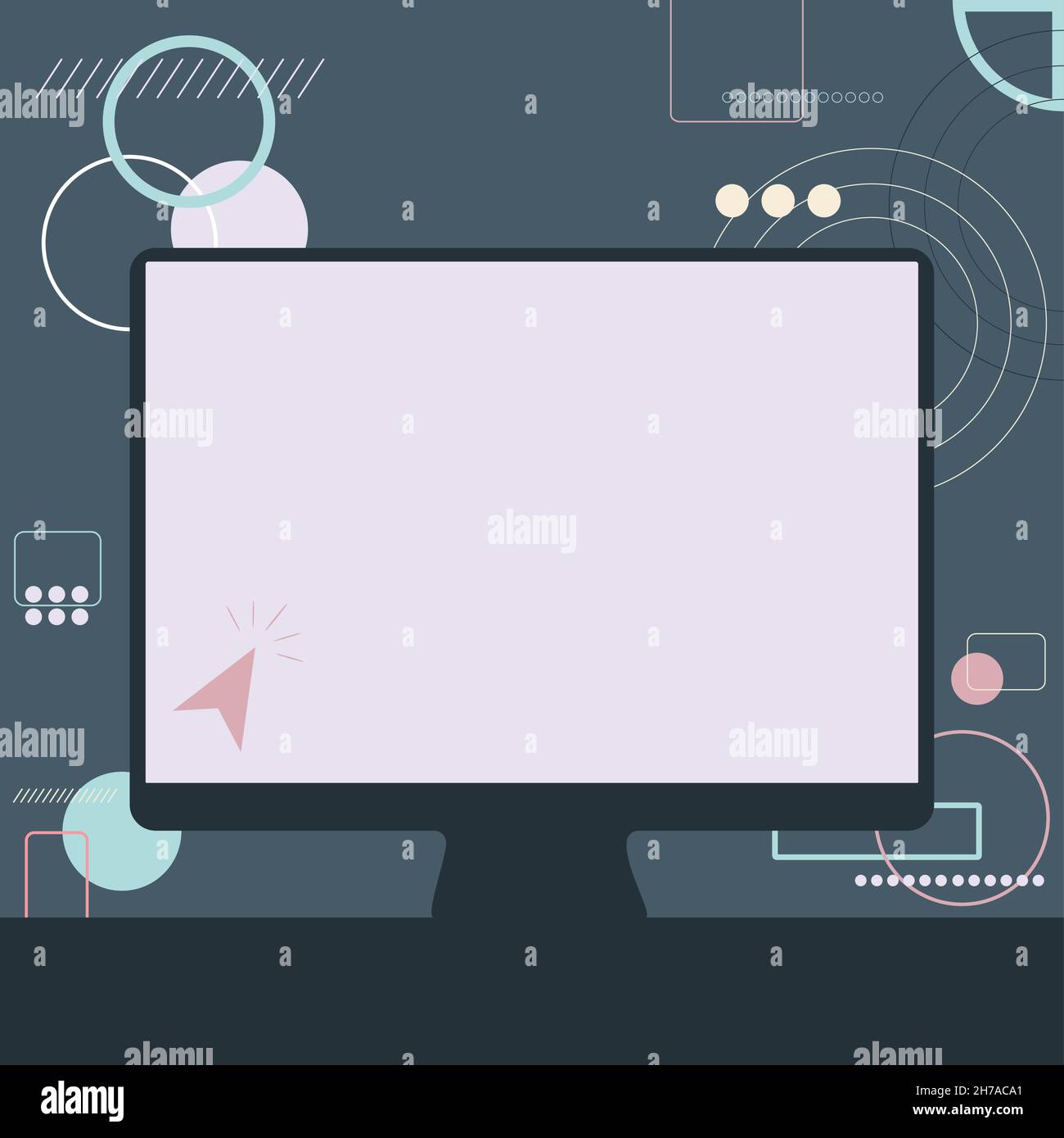 Illustration Of Cursor In A Big Blank Screen Monitor Searching For New ...