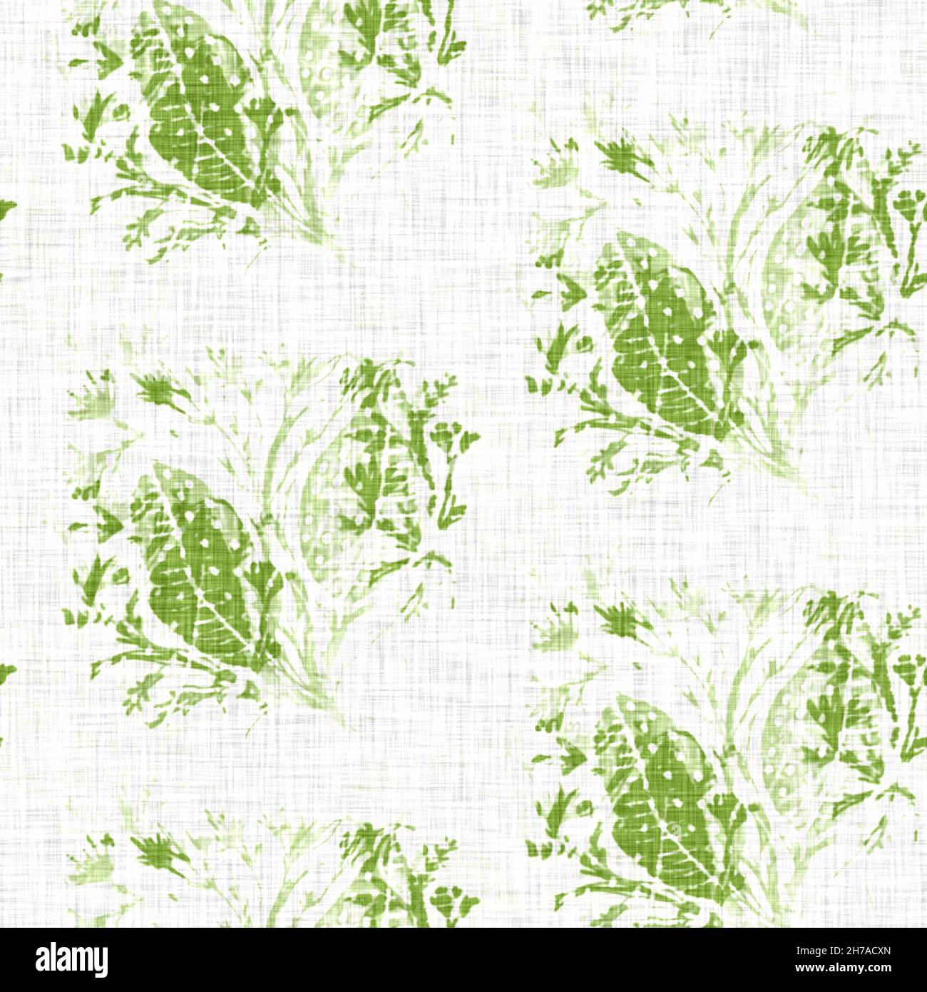 Hand drawn flower motif linen texture. Whimsical garden seamless ...