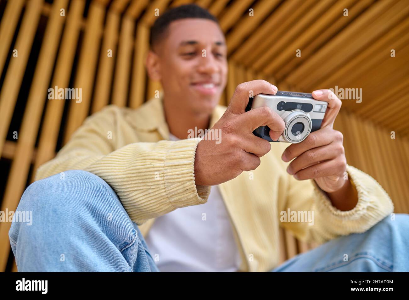 Happy photographer enjoying autumn hi-res stock photography and images ...