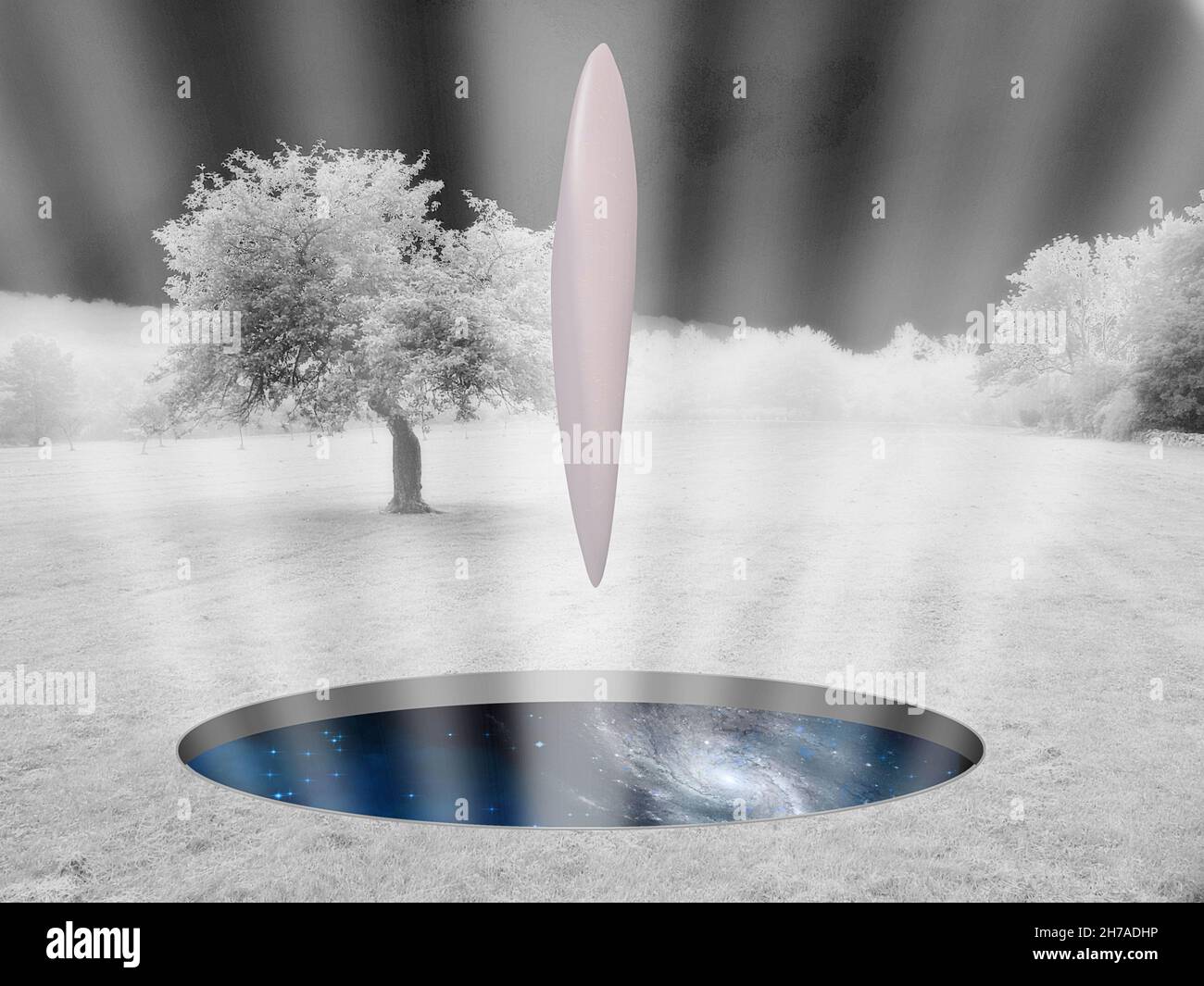 Alien spaceship emerges from space portal. 3D rendering Stock Photo - Alamy