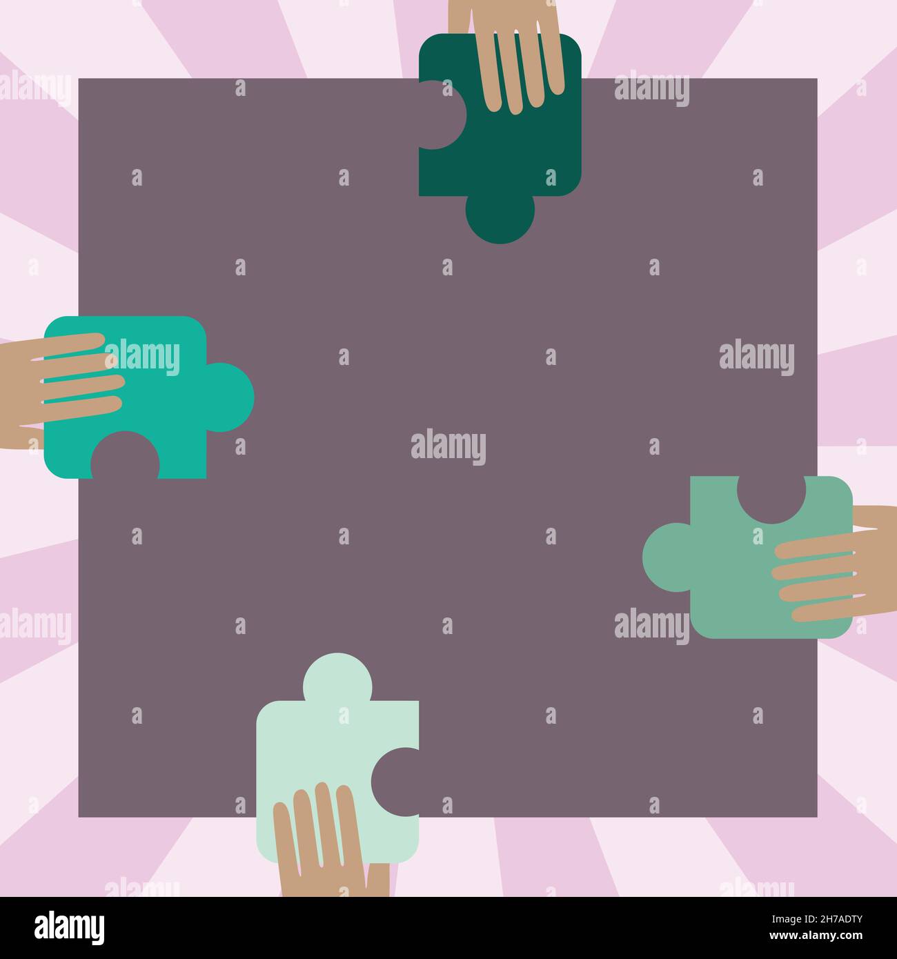 Illustration Of Hands Holding A Jigsaw Puzzle Pieces To Each Sides Of ...