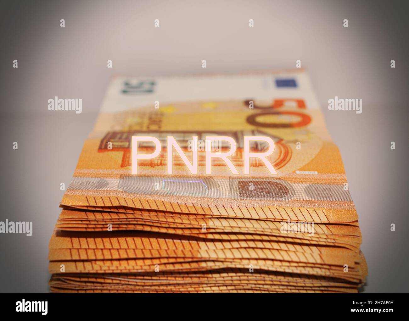 European banknotes with the sign "Pnnr" concept of financial help Stock ...