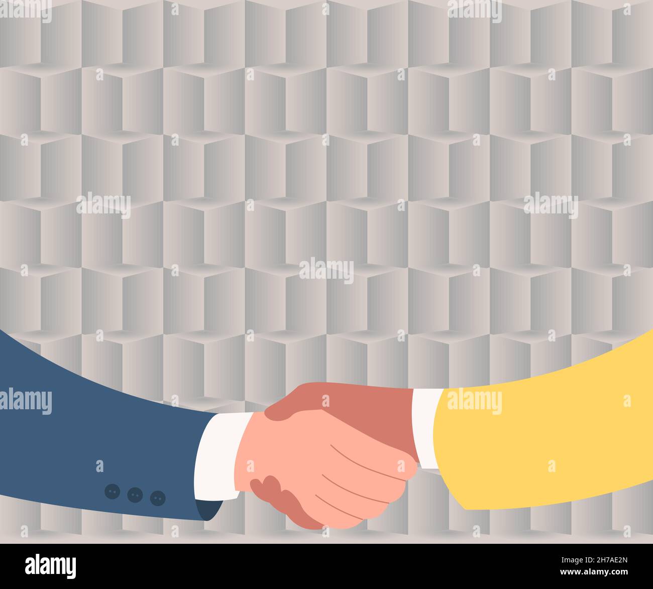 Two Men Drawing With Paper Background Shake Hands Presenting Agreement ...