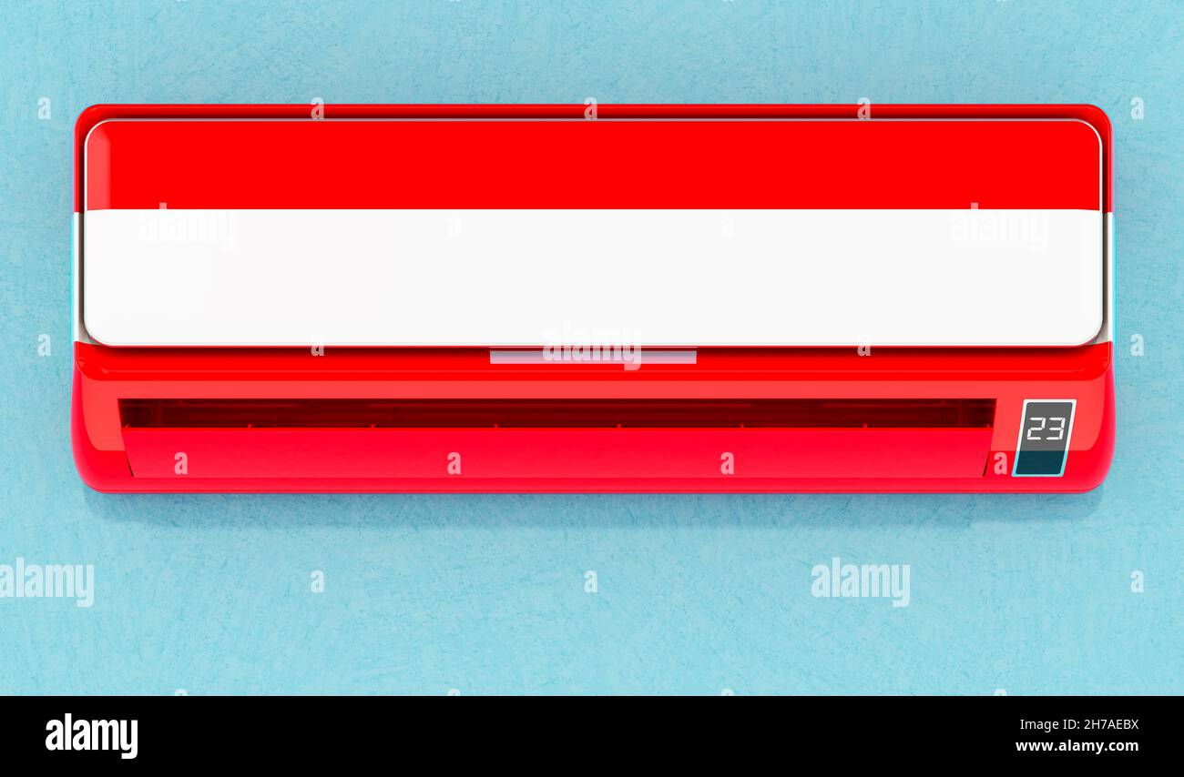 Air conditioner with Austrian flag on the wall. House climate control ...