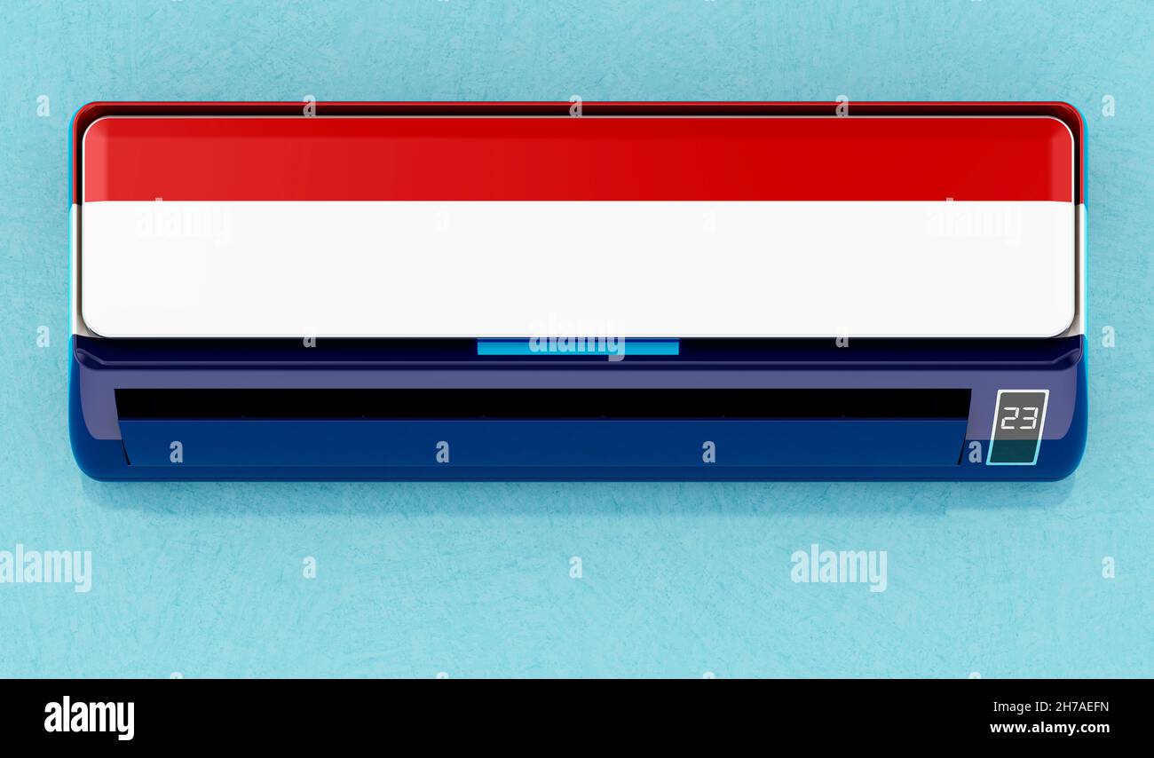 Air conditioner with the Netherlands flag on the wall. House climate ...