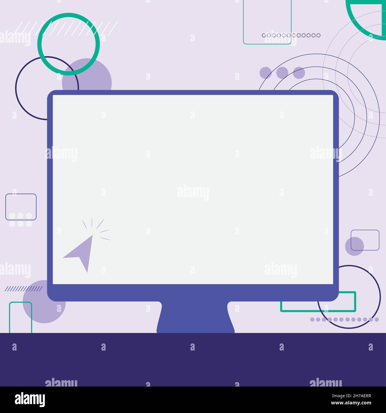 Illustration Of Cursor In A Big Blank Screen Monitor Searching For New ...