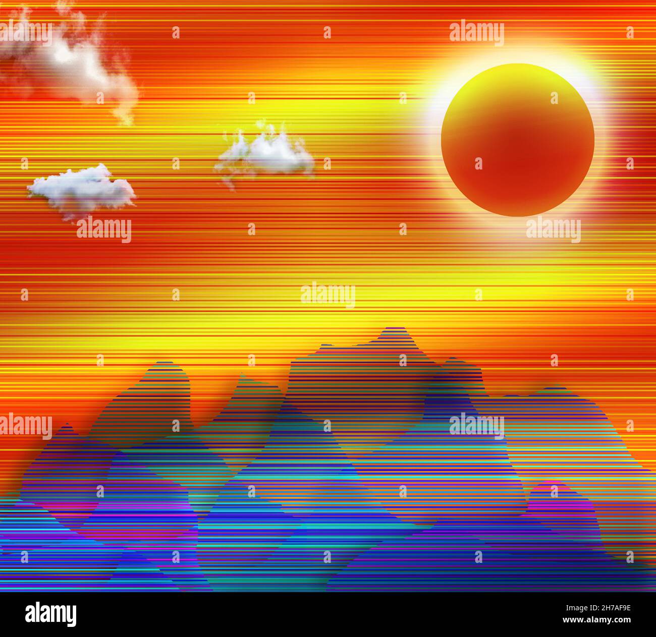 Abstract sunset or sunrise painting. 3D rendering Stock Photo - Alamy
