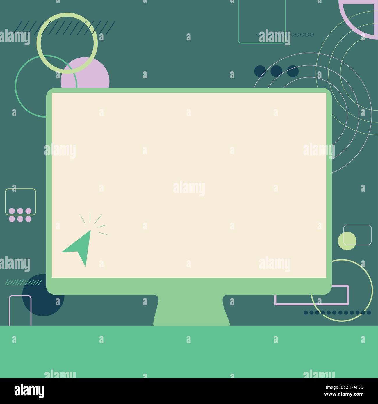 Illustration Of Cursor In A Big Blank Screen Monitor Searching For New ...