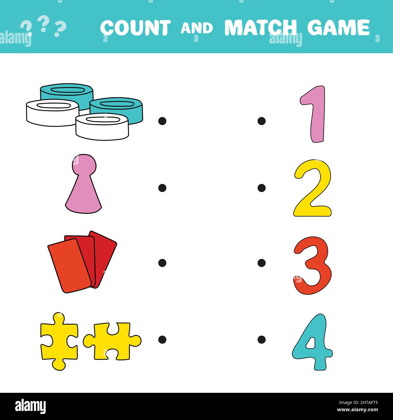 Count and match game. Count the amount of items of board games and ...