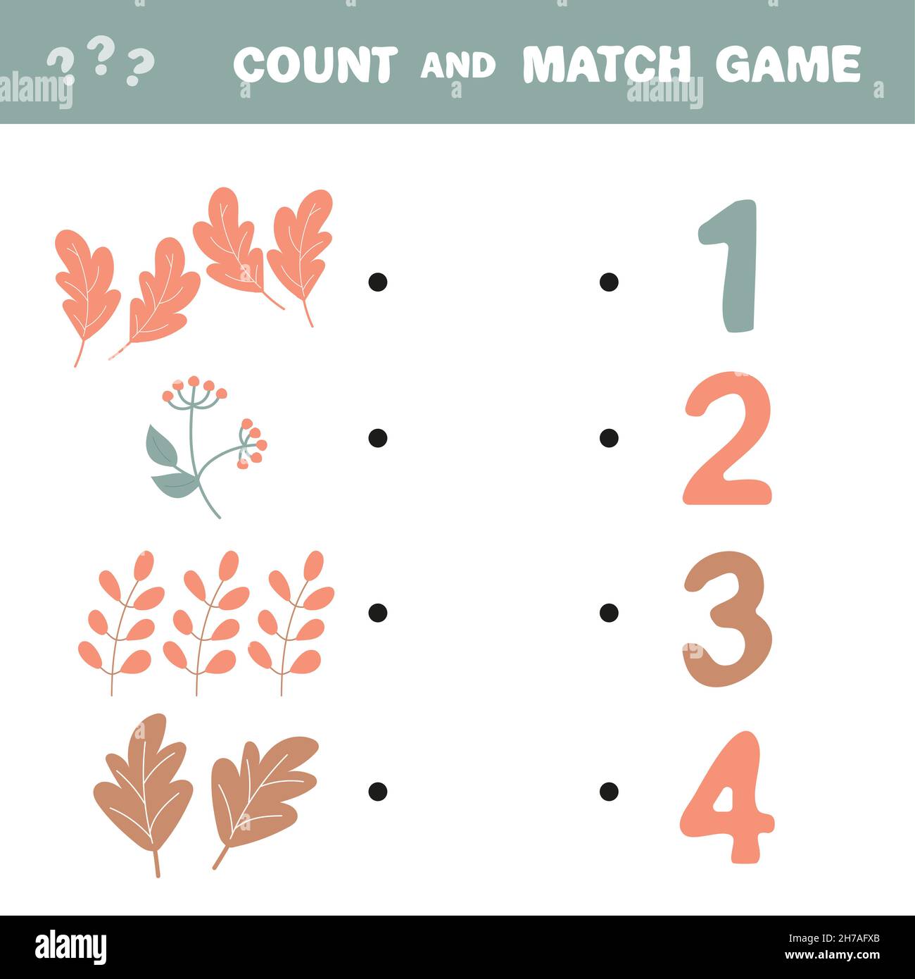 Count and match game. Count the amount autumn items and match with ...