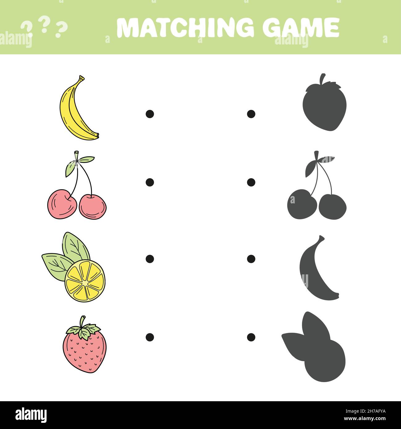Matching game. Find the correct shadow of berries and fruits. Game for ...