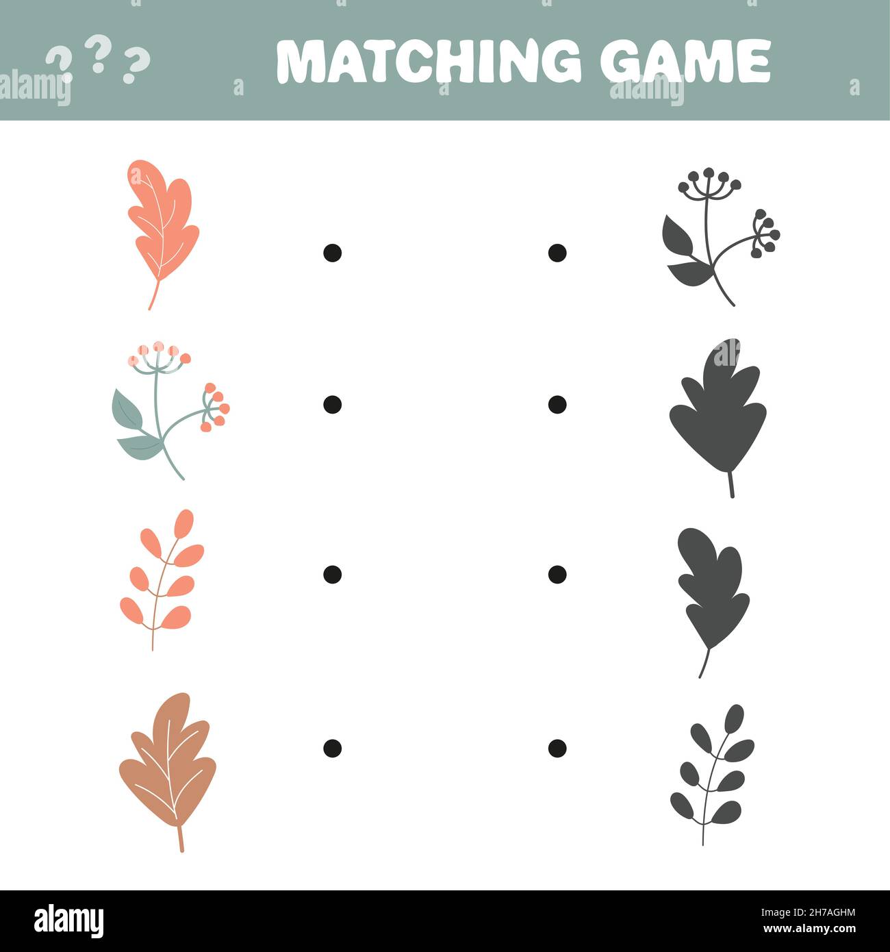 Matching game. Find the correct shadow of autumn items. Game for ...
