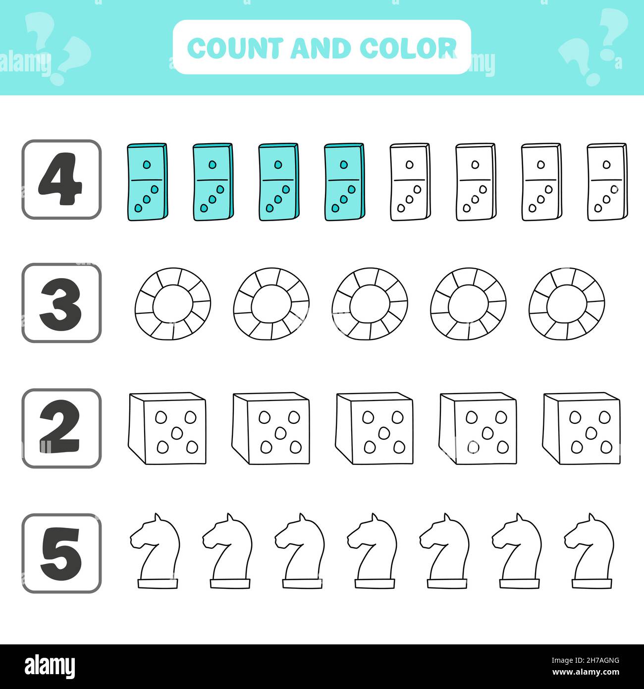 Count and color game for preschool children - items of board games ...