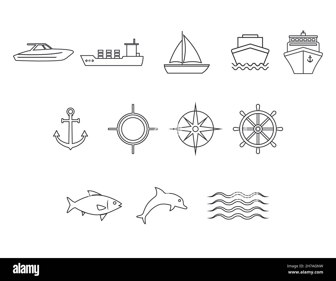 Vector illustration. Flat design. Sea icon set Stock Vector Image & Art ...