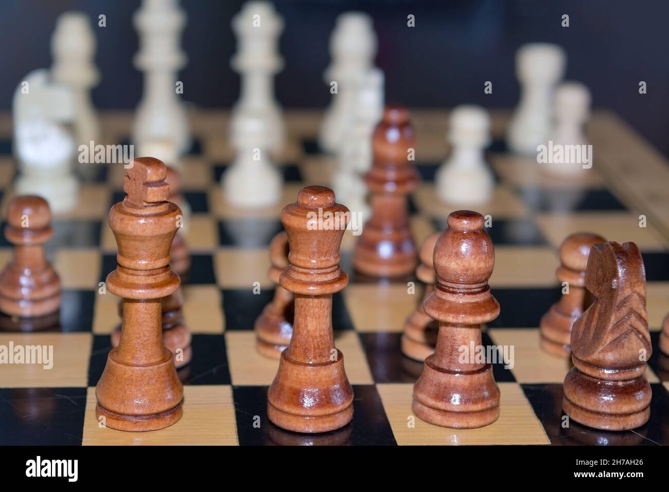 Close up wooden chess pieces hi-res stock photography and images - Alamy