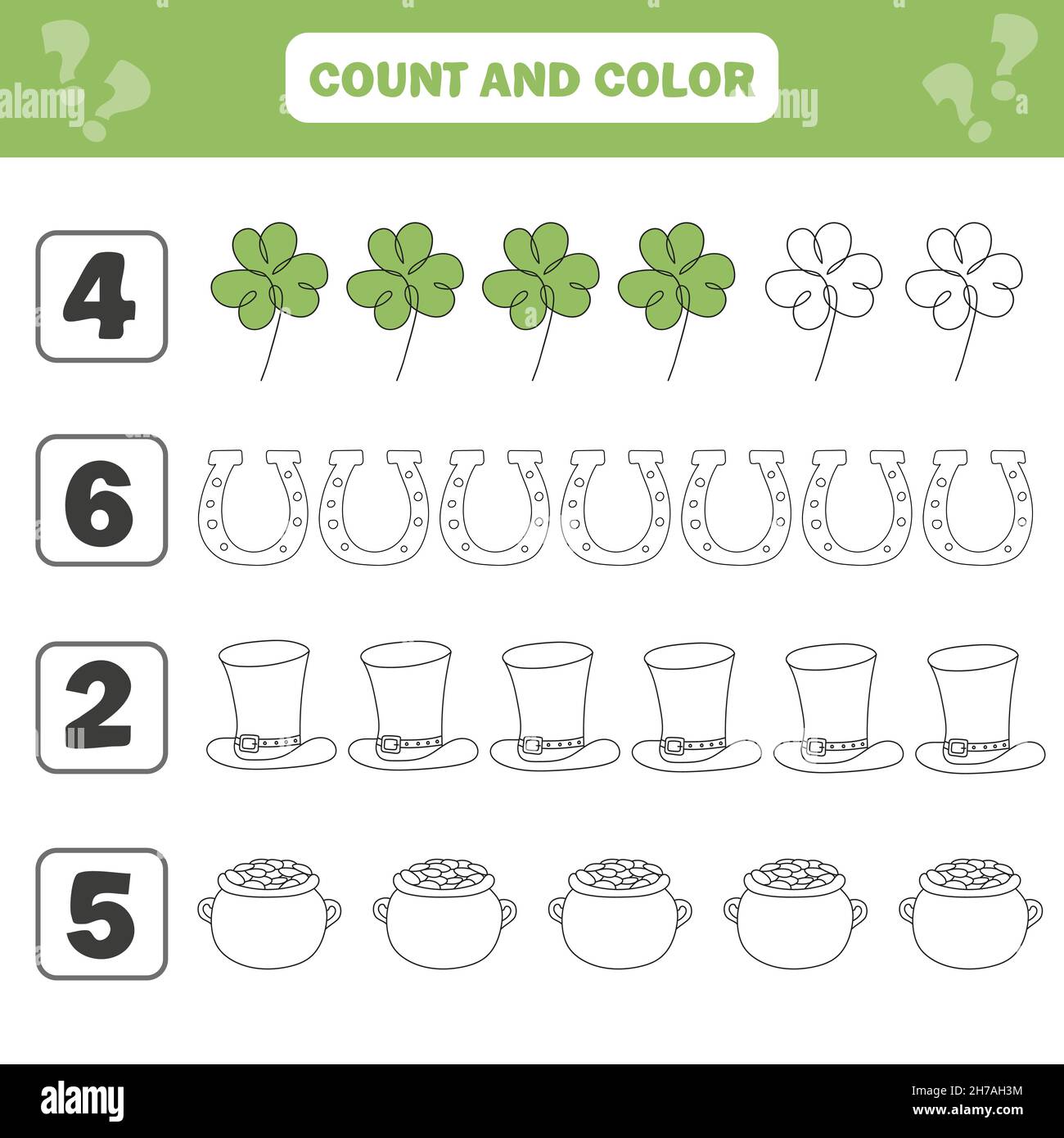 Count and color game for preschool children - Saint Patrick Day ...
