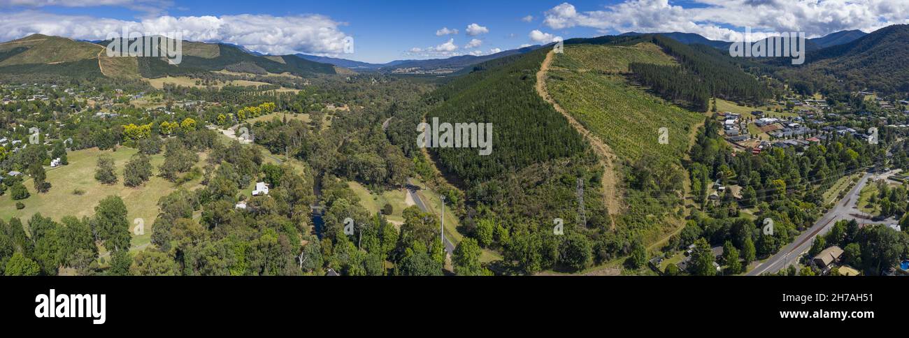A panoramic aerial view of the hills surrounding the beautiful town of ...