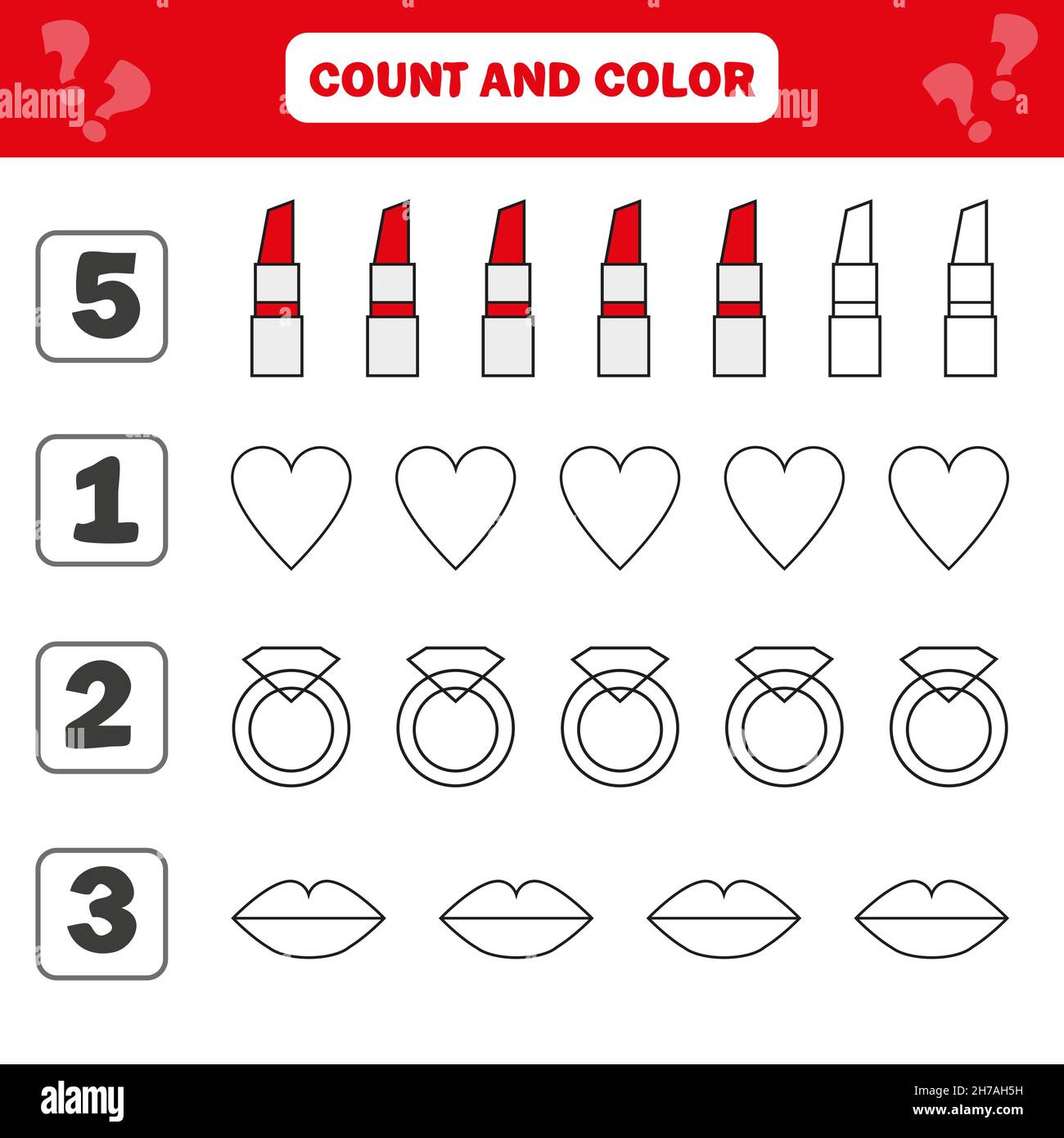 Count and color game for preschool children. Worksheet for the ...