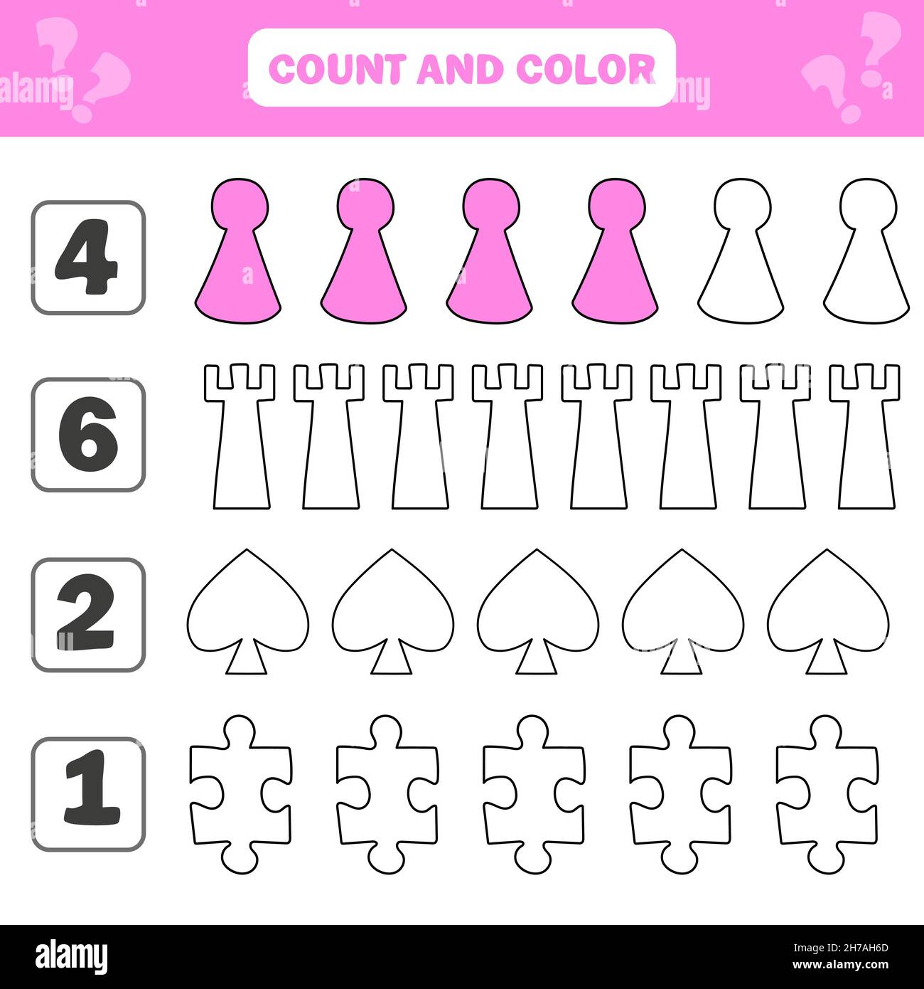 Count and color game for preschool children - items of board games ...
