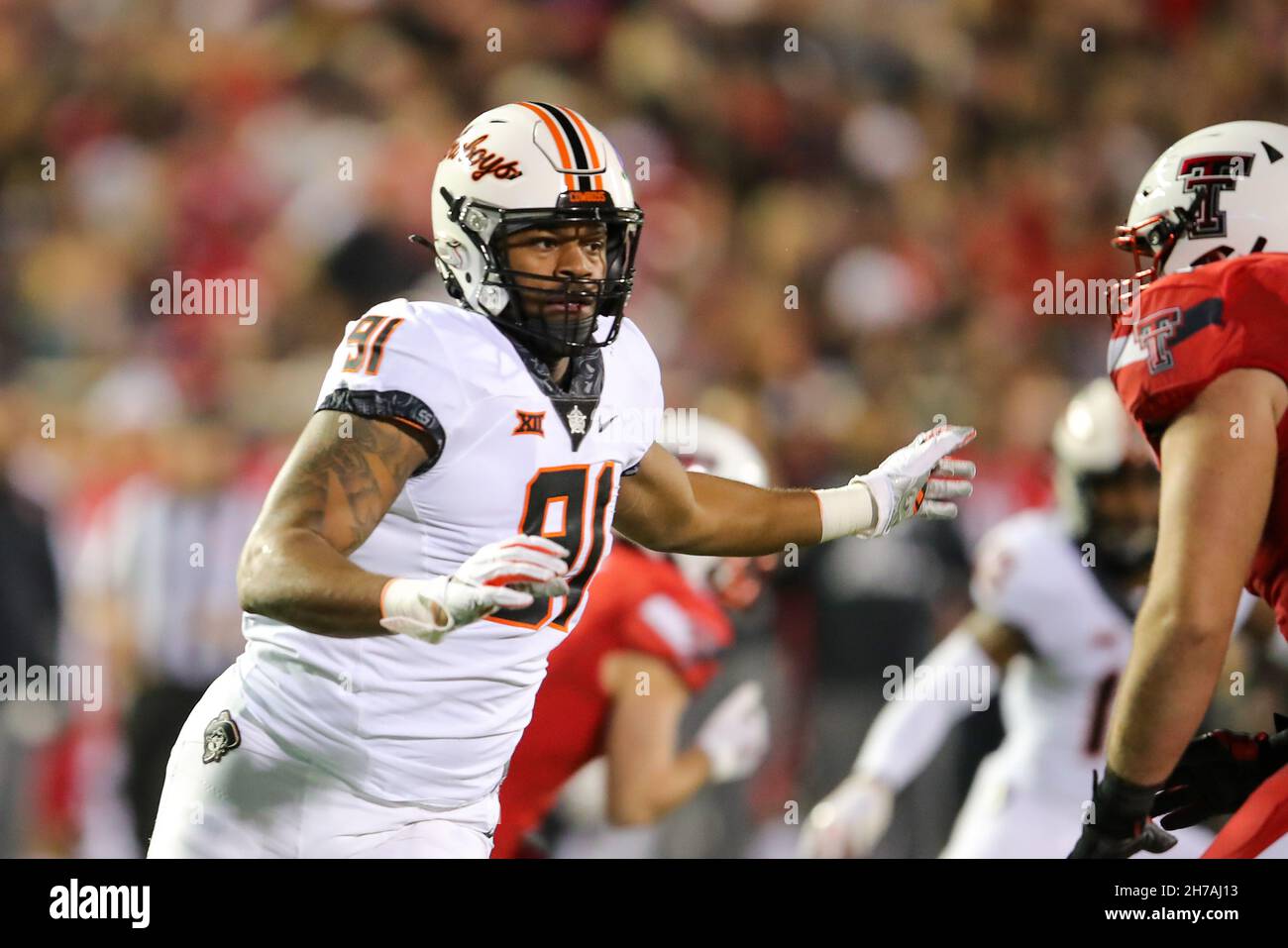 November 20, 2021: Oklahoma State Cowboys defensive end Tyren Irby (91 ...