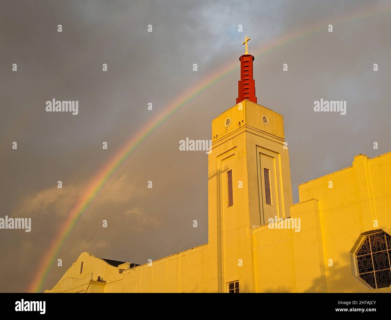 Rainbow over a Christian Church in Los Angeles, CA Stock Photo - Alamy