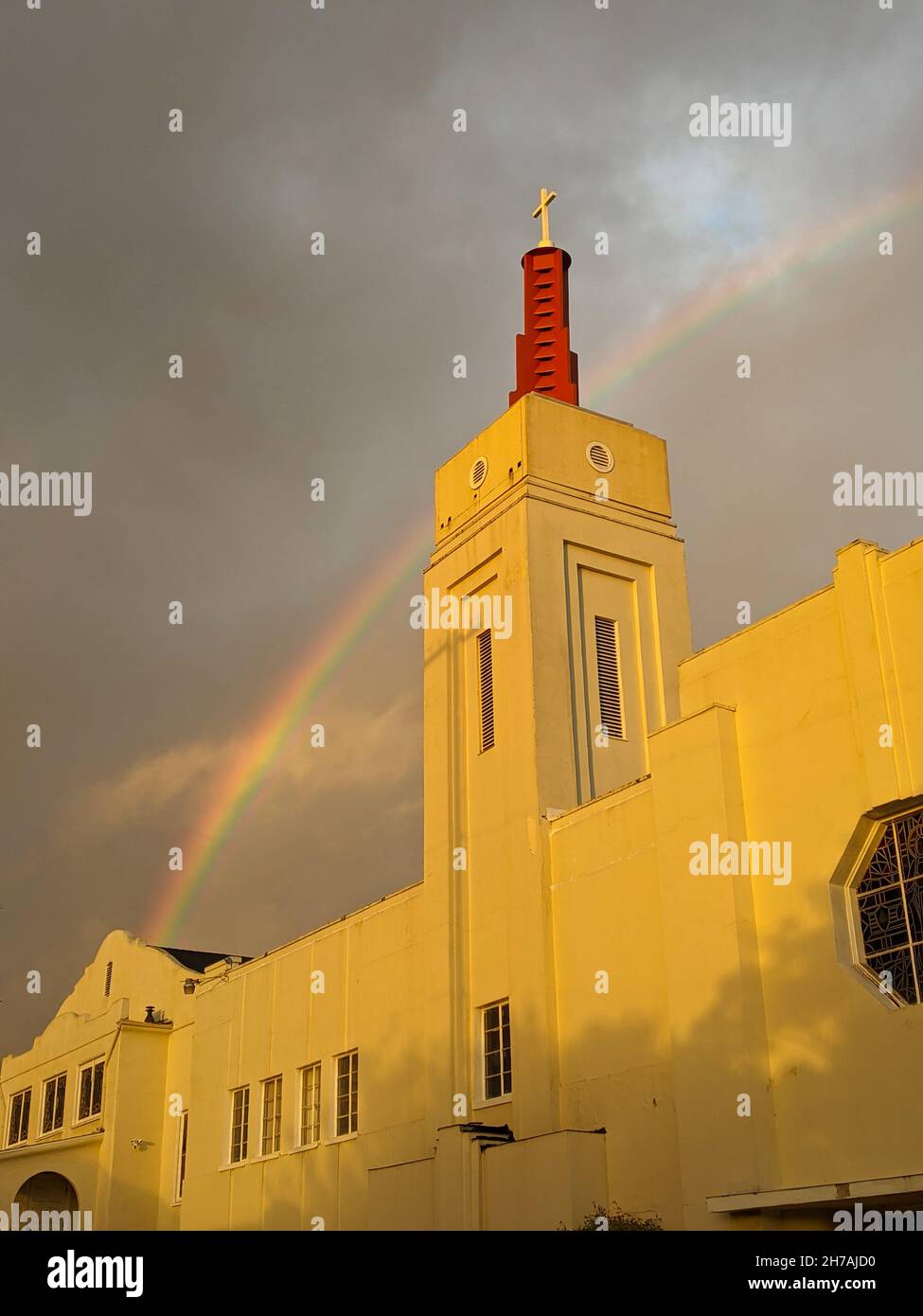Rainbow over a Christian Church in Los Angeles, CA Stock Photo - Alamy