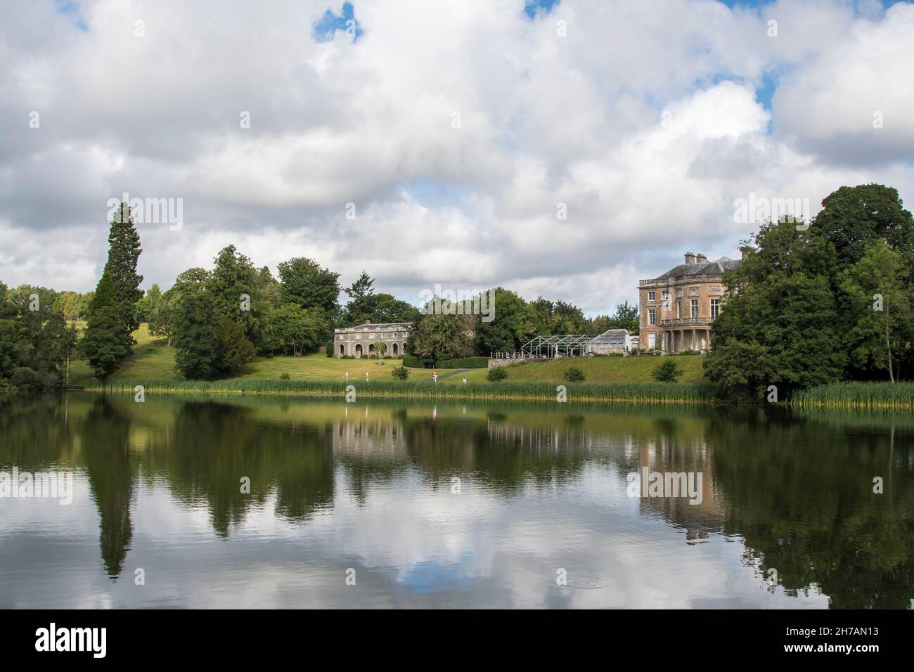 The Haining House and the stable block and the Haining Loch Stock Photo ...