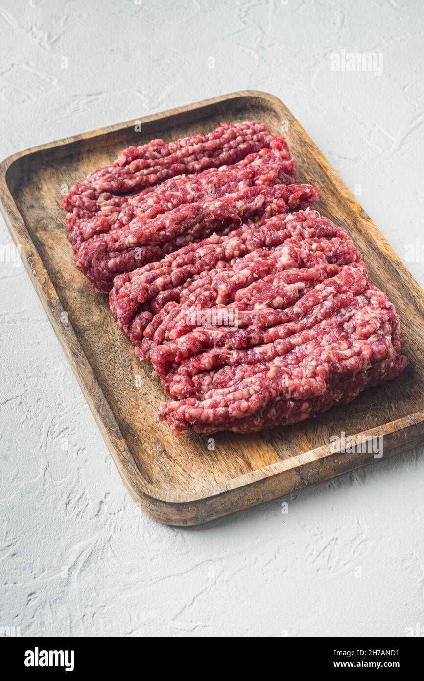 Minced meat beef, on white background Stock Photo - Alamy
