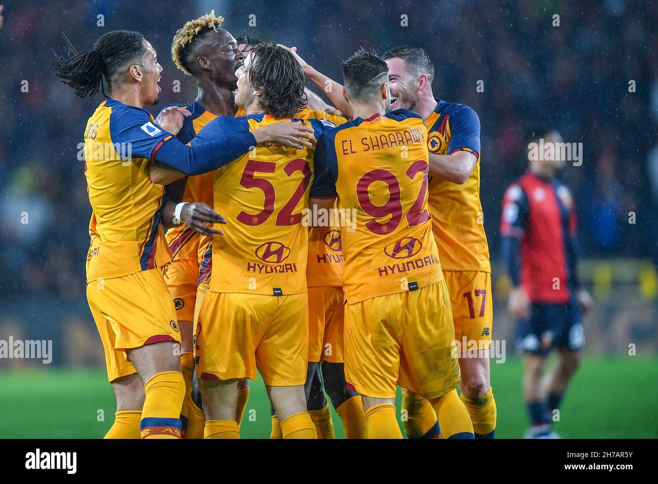 Luigi Ferraris stadium, Genova, Italy, November 21, 2021, Team Roma ...