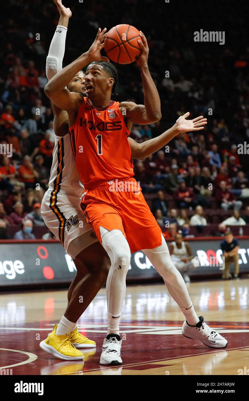 Blacksburg, Virginia, USA. 21st Nov, 2021. Virginia Tech Hokies forward ...
