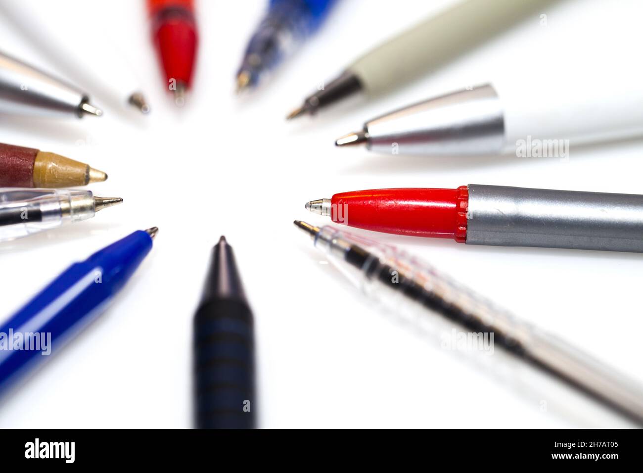 A group of pens isolated on white background Stock Photo - Alamy