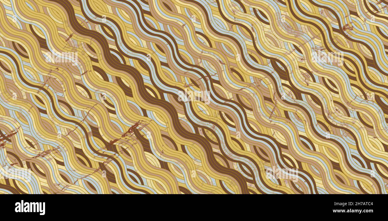 Geometric pattern with circle wave lines and marble texture grunge ...