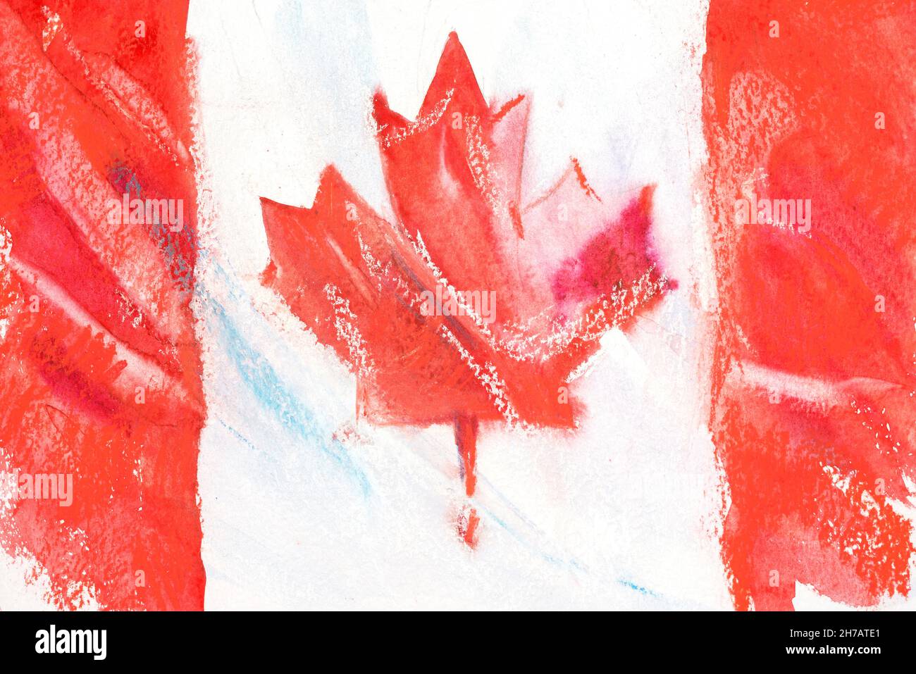 Canada, canadian flag. Hand drawn watercolor illustration Stock Photo ...