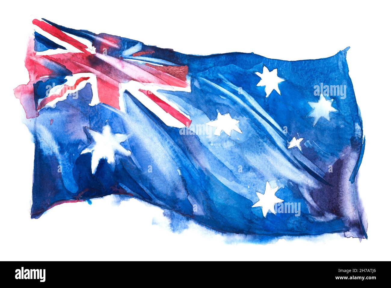Australia, Australian flag. Hand drawn watercolor illustration Stock ...