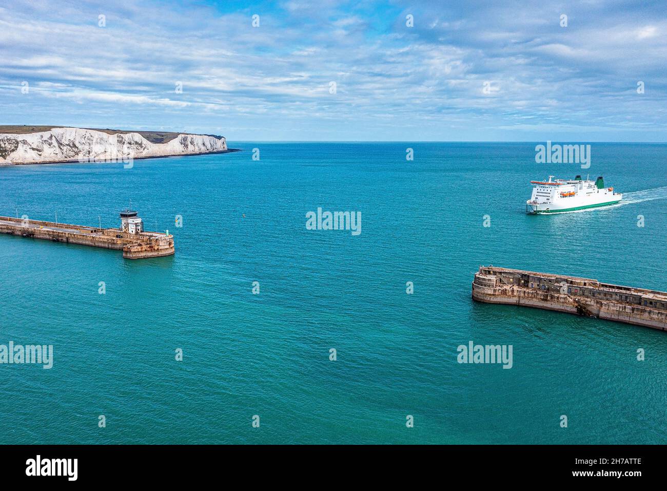 Aerial view of the Dover harbor with many ferries Stock Photo - Alamy