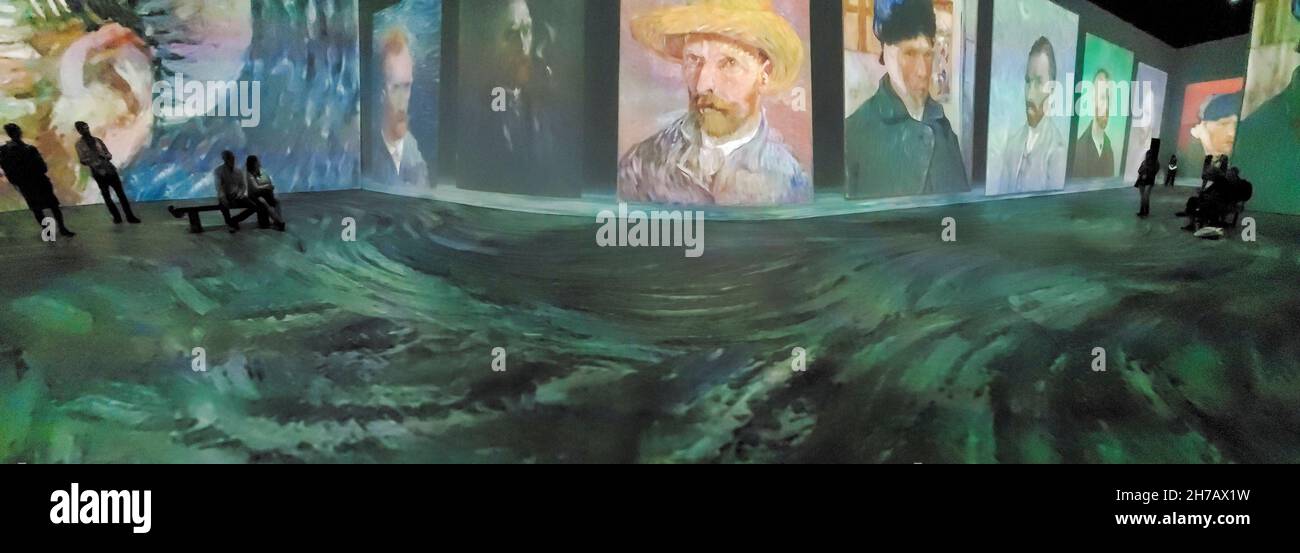 Immersive display featuring the artist's works at Van Gogh exhibit in ...