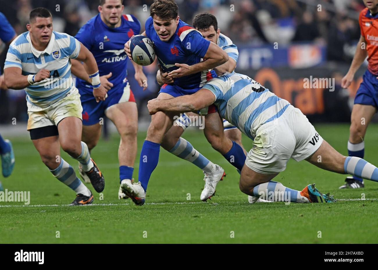 France National Rugby Team scrum-half Antoine Dupont (#9) in action ...